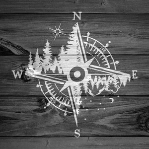 Mountain Compass Decal | Outdoor Decal | Car Decal | Compass Sticker ...