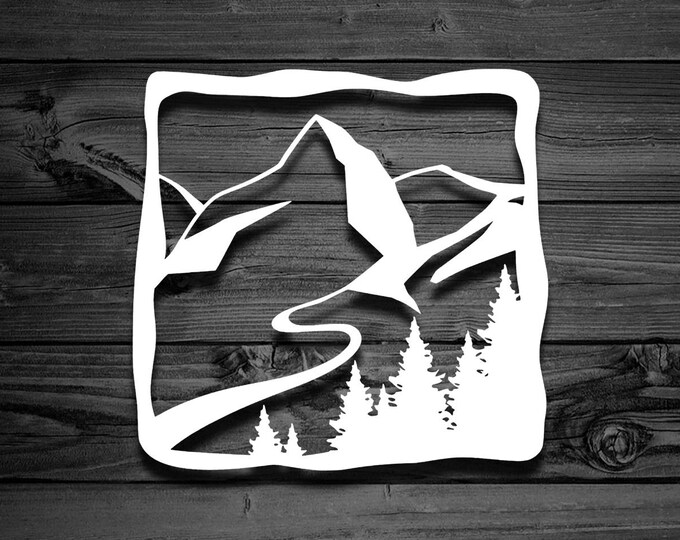 PNW Mountain Banner Vinyl Decal Mountain Decal Mountain | Etsy