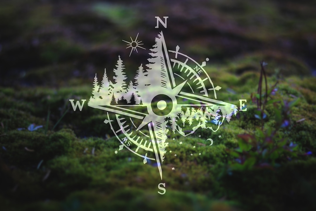 Mountain Compass Decal | Outdoor Decal | Car Decal | Compass Sticker ...