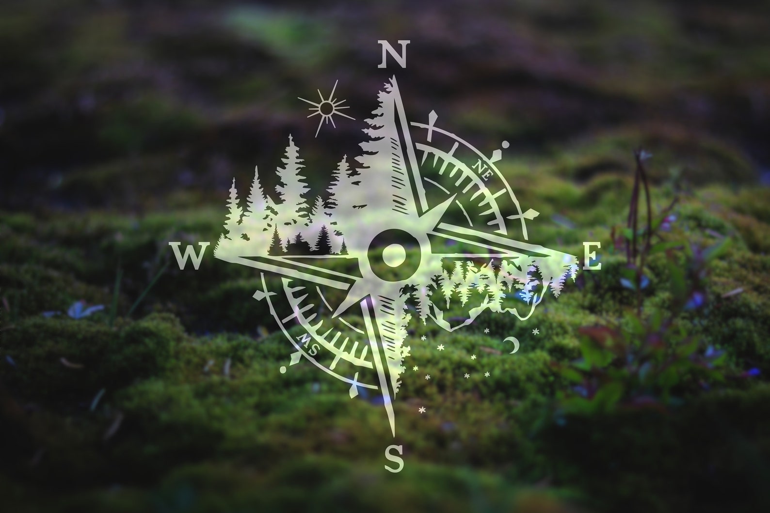 Mountain Compass Decal | Outdoor Decal | Car Decal | Compass Sticker ...