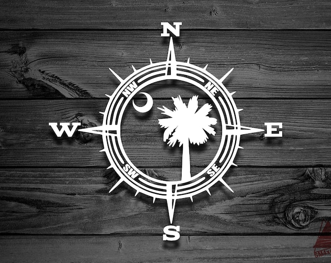 Palm Tree Compass Decal Car Decal Palmetto Decal Palm Tree - Etsy