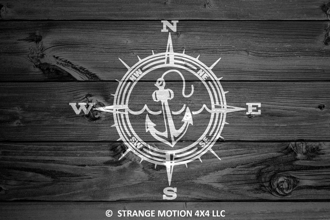 Anchor Compass Vinyl Decal Car Decal Navy Decal Laptop - Etsy