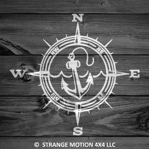 Anchor Compass Vinyl Decal, Car Decal, Navy Decal, Laptop Decal, Boat ...