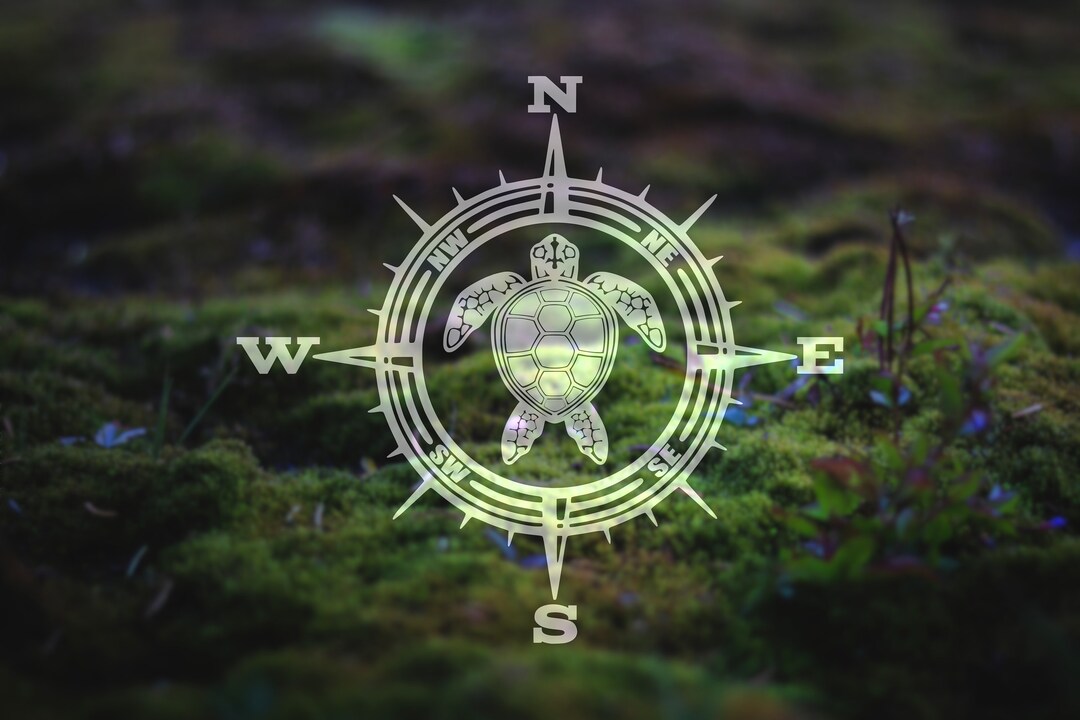 Sea Turtle Compass Rose Vinyl Decal – Ocean Car Sticker, Laptop Decal ...