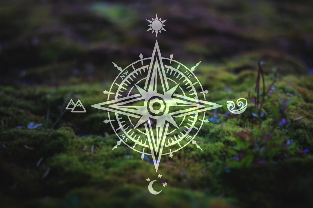 Elements Compass Mountain Decal Car Decal Compass Rose Decal Rustic ...