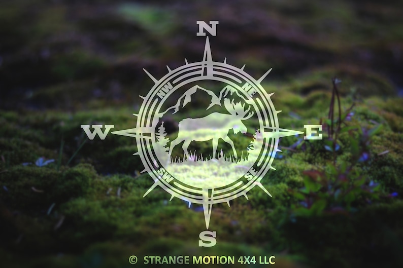 Moose Decal, Mountain Decal, Compass Decal, Outdoor Decal, Adventure ...