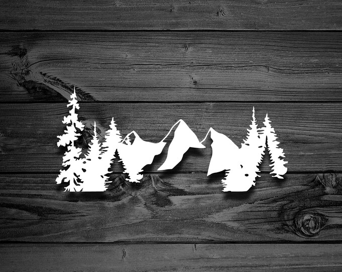 PNW Mountain Banner Vinyl Decal Mountain Decal Mountain | Etsy