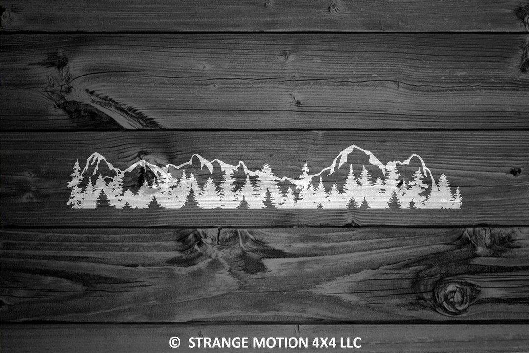 Mountain Banner Vinyl Decal Trees Mountain Decal Long - Etsy
