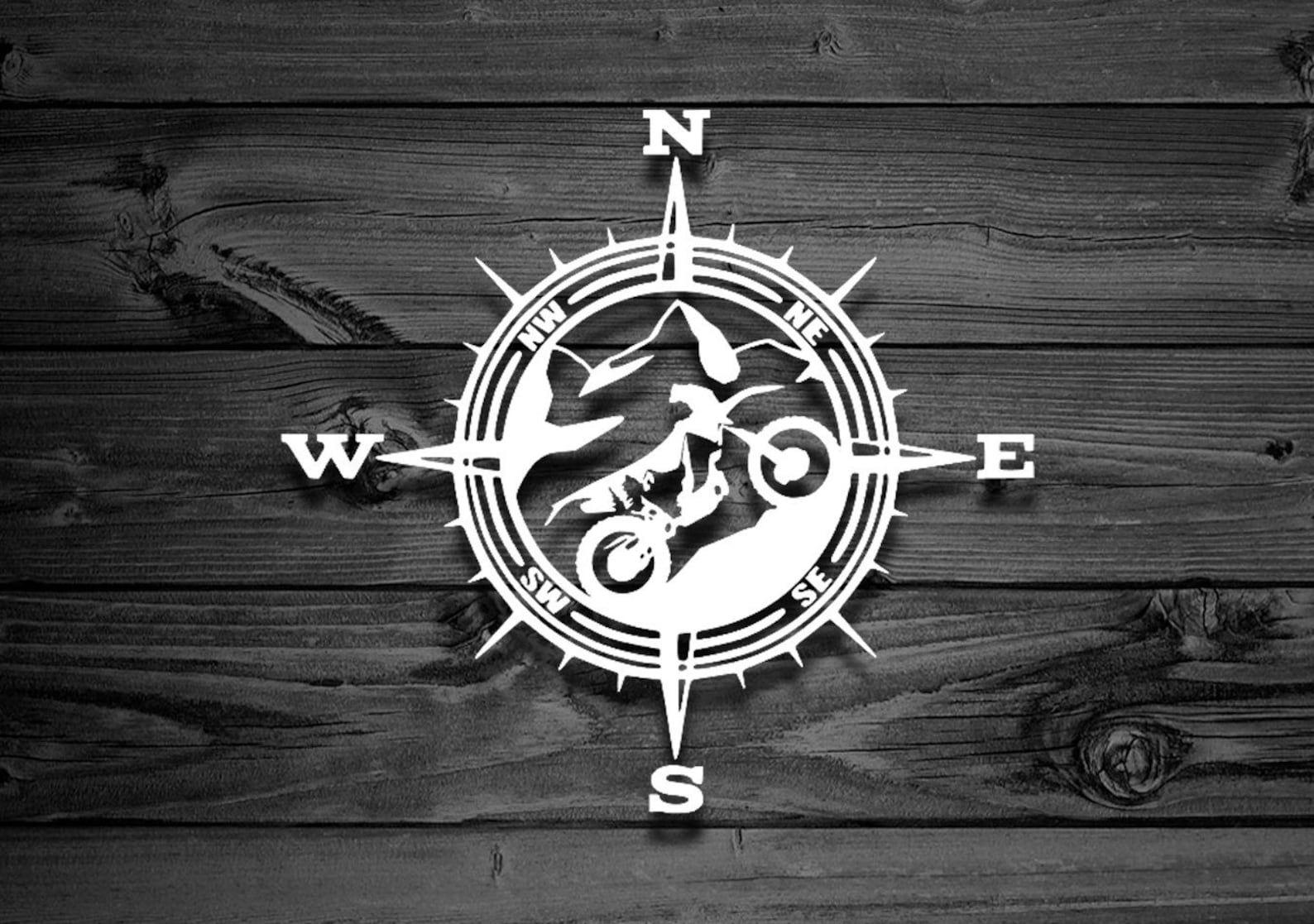Dirt Bike Decal, Car Decal, Compass Decal, Dirtbike Decal, Mountain ...