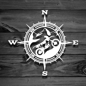 Dirt Bike Decal, Car Decal, Compass Decal, Dirtbike Decal, Mountain ...