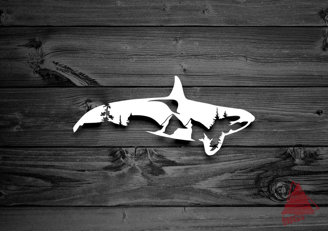 Mountain Orca Decal, Killer Whale Decal, Laptop Decal, Whale Stickers ...