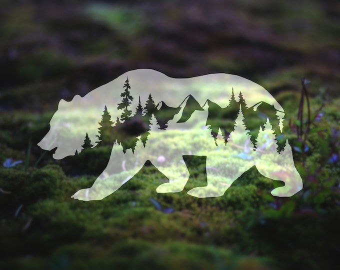 Bear Mountains Scene Vinyl Decal Mountain Bear Decal Bear Decal Bear ...