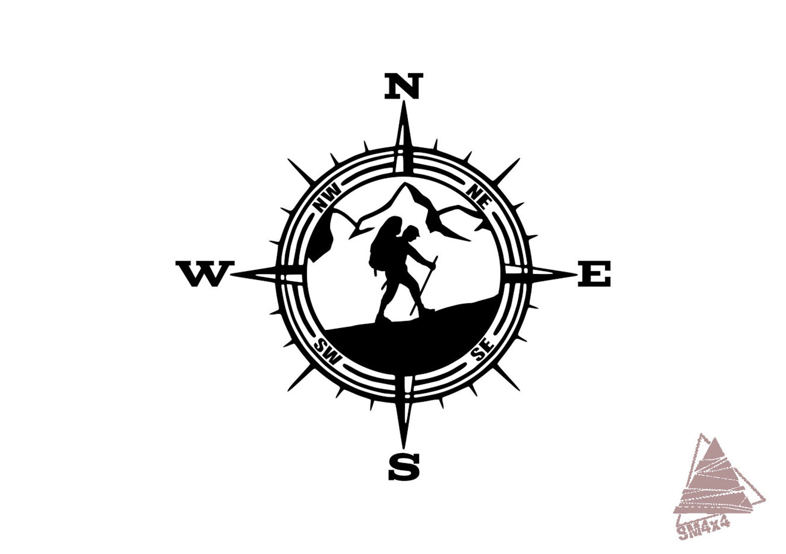 Hiking Compass Decal Mountain Decal Car Decal Outdoor | Etsy