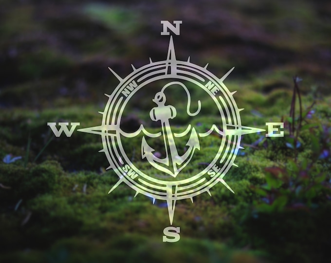 Anchor Compass Vinyl Decal, Car Decal, Navy Decal, Laptop Decal, Boat ...