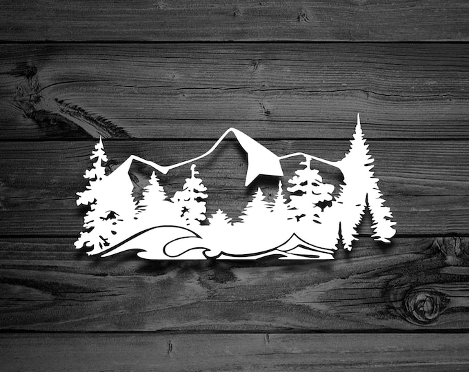 Trees Vinyl Decal Mountain Decal Mountain Sticker Nature - Etsy