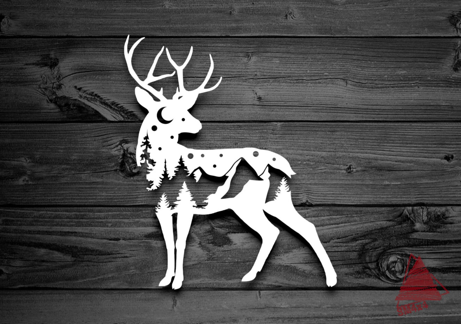 Deer Decal, Car Decal, Moon Decal, Mountain Sticker, Laptop Decal ...
