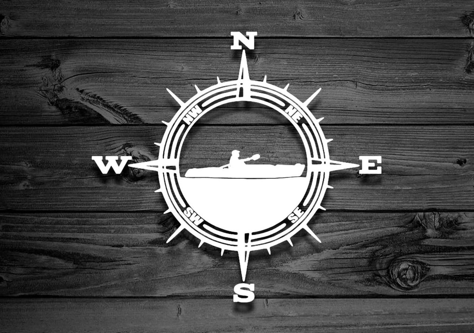 Kayak Vinyl Decal, Kayaker Decal, Lake Decal, Car Decal, Compass Decal ...