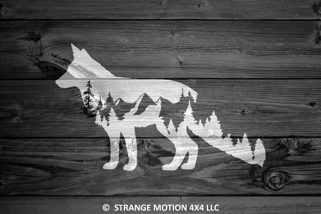 Fox Vinyl Decal, Mountain Decal, Car Decal, Dog Decals, Adventure Decal ...