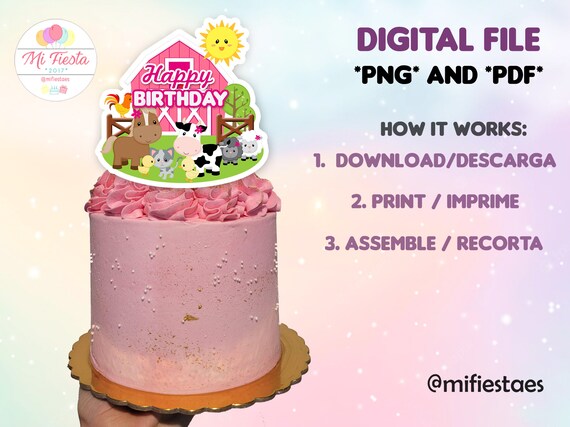 Printable Farm Party Cake Topper Cake Farm Animals Party - Etsy