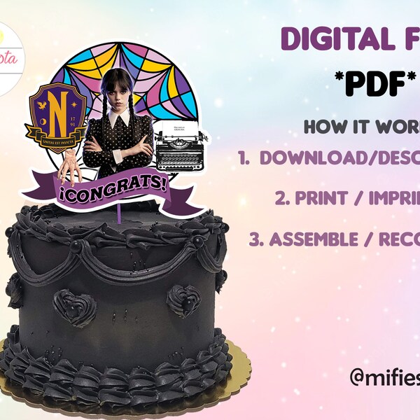 Wednesday Addams Cake Topper Printable - Etsy