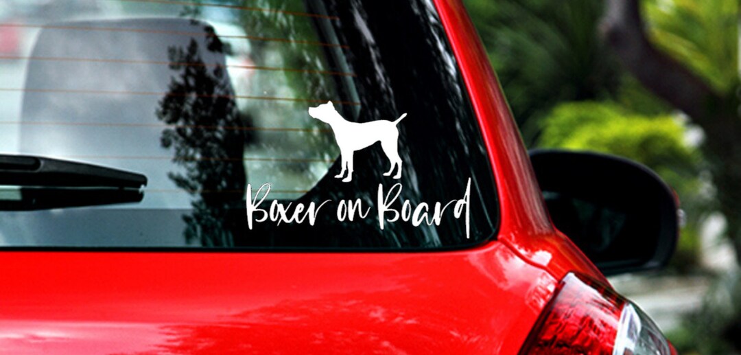 Boxer Dog Decal Car Animal on Board Puppy Pet Sticker Personalised ...