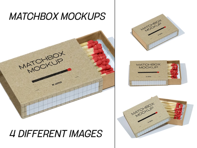 Customizable Matchbox Photoshop Mockup Files - 4 Images - Change the ...
