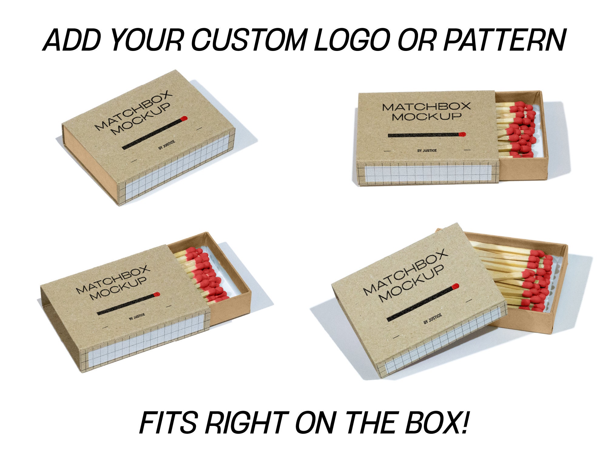 Customizable Matchbox Photoshop Mockup Files - 4 Images - Change the ...