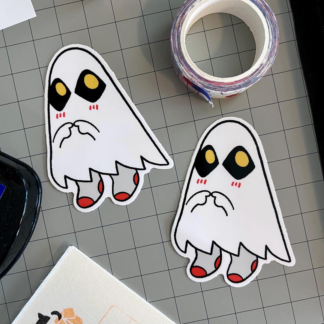 Shy Timid Ghost - Vinyl Sticker - Cute Little Baby Halloween Theme! - Etsy