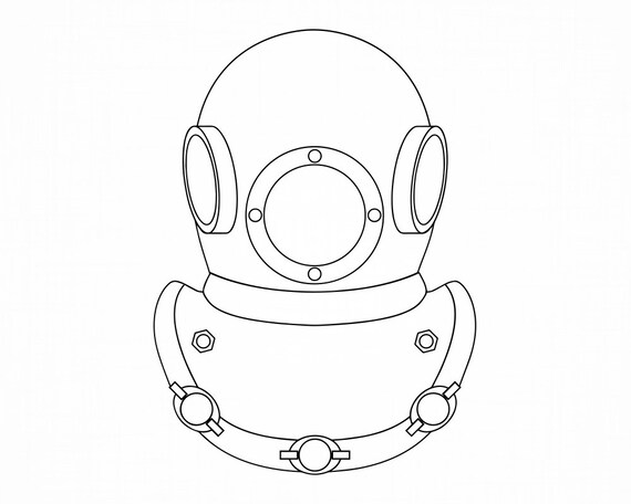 Diving Helmet Clip Art Sketch Coloring Page