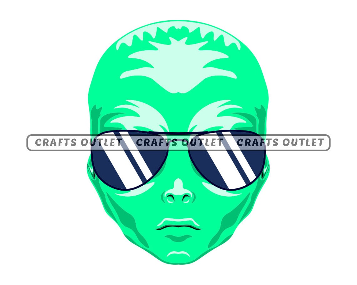 Cool Alien In Aviator Sunglasses SVG PNG and JPG Animal Mascot | Etsy