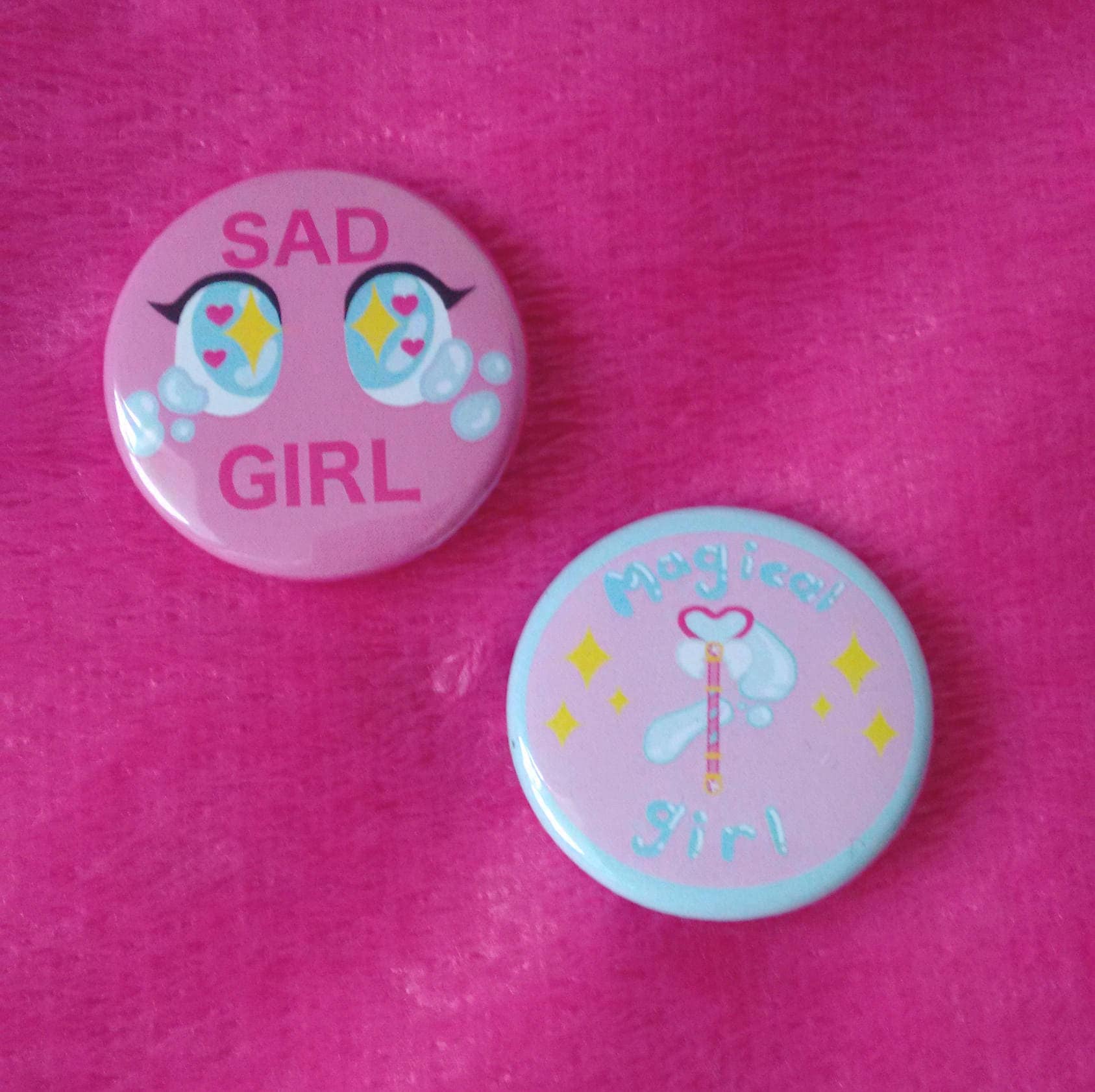 Sad Girl and Magical Girl Badges - Etsy