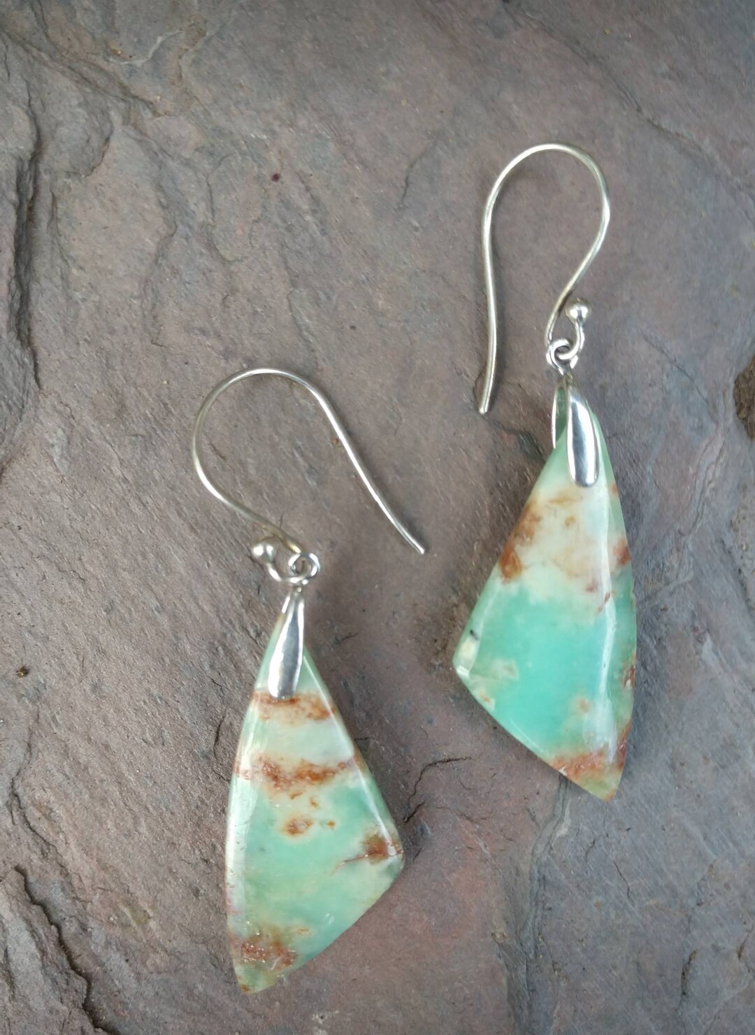 Natural Blue-green Chrysoprase With Brown Veining - Etsy