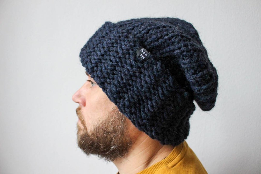 Alpaca Wool Chunky Knit Hat, Hat for Big Head, Unisex Oversized Winter ...