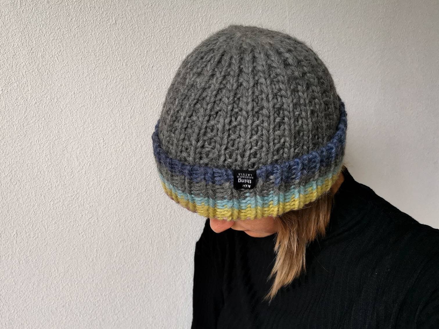 Wool Chunky Knit Cuffed Hat Hand Knit Hat Warm Winter Toque - Etsy