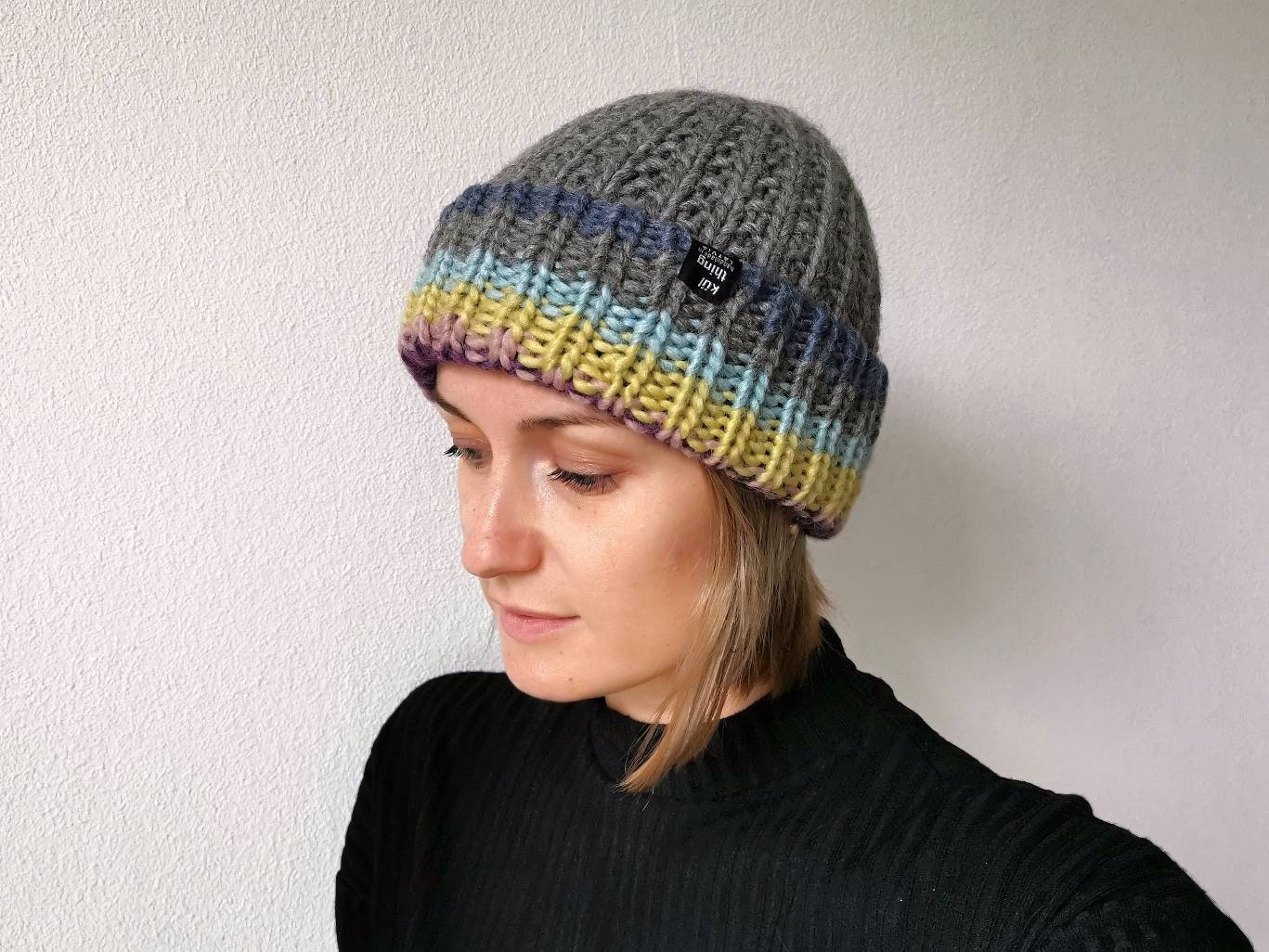 Wool Chunky Knit Cuffed Hat Hand Knit Hat Warm Winter Toque - Etsy