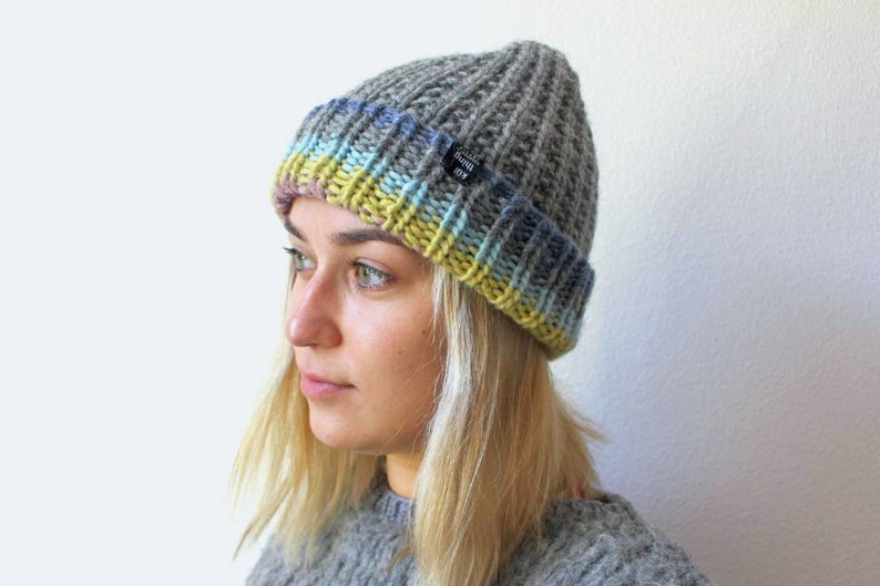 Wool Chunky Knit Cuffed Hat Hand Knit Hat Warm Winter Toque - Etsy