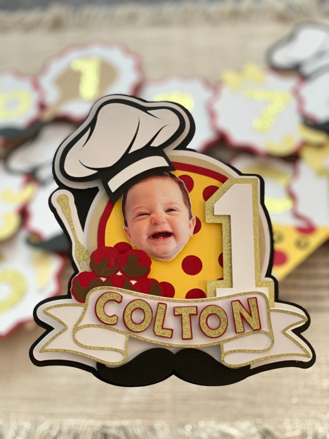 Pizza Cake Topper First Birthday Cake Topper Smash Cake - Etsy