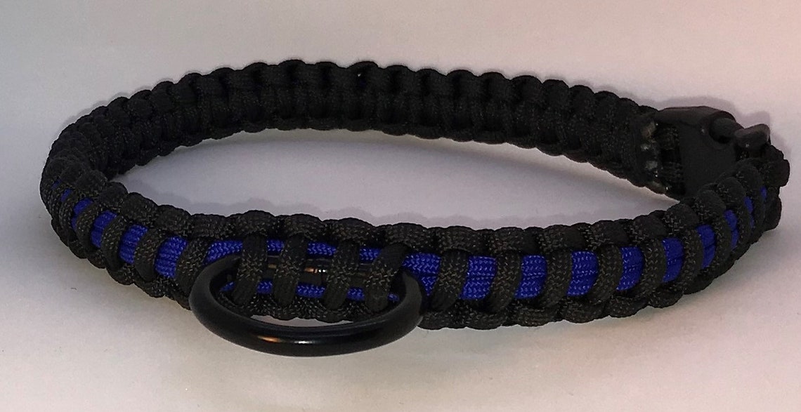 Paracord Thin Blue Line Dog Collar - Etsy