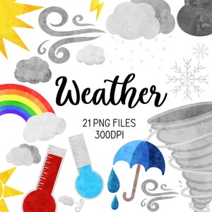 Watercolor Weather Clip Art Watercolour Rainbow Art Download Commercial ...