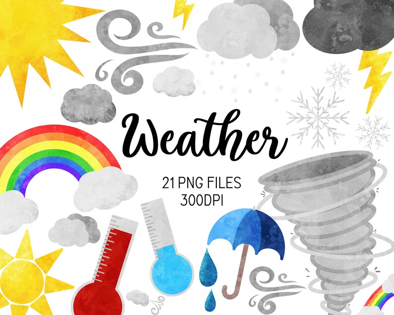 Watercolor Weather Clip Art Watercolour Rainbow Art Download - Etsy UK