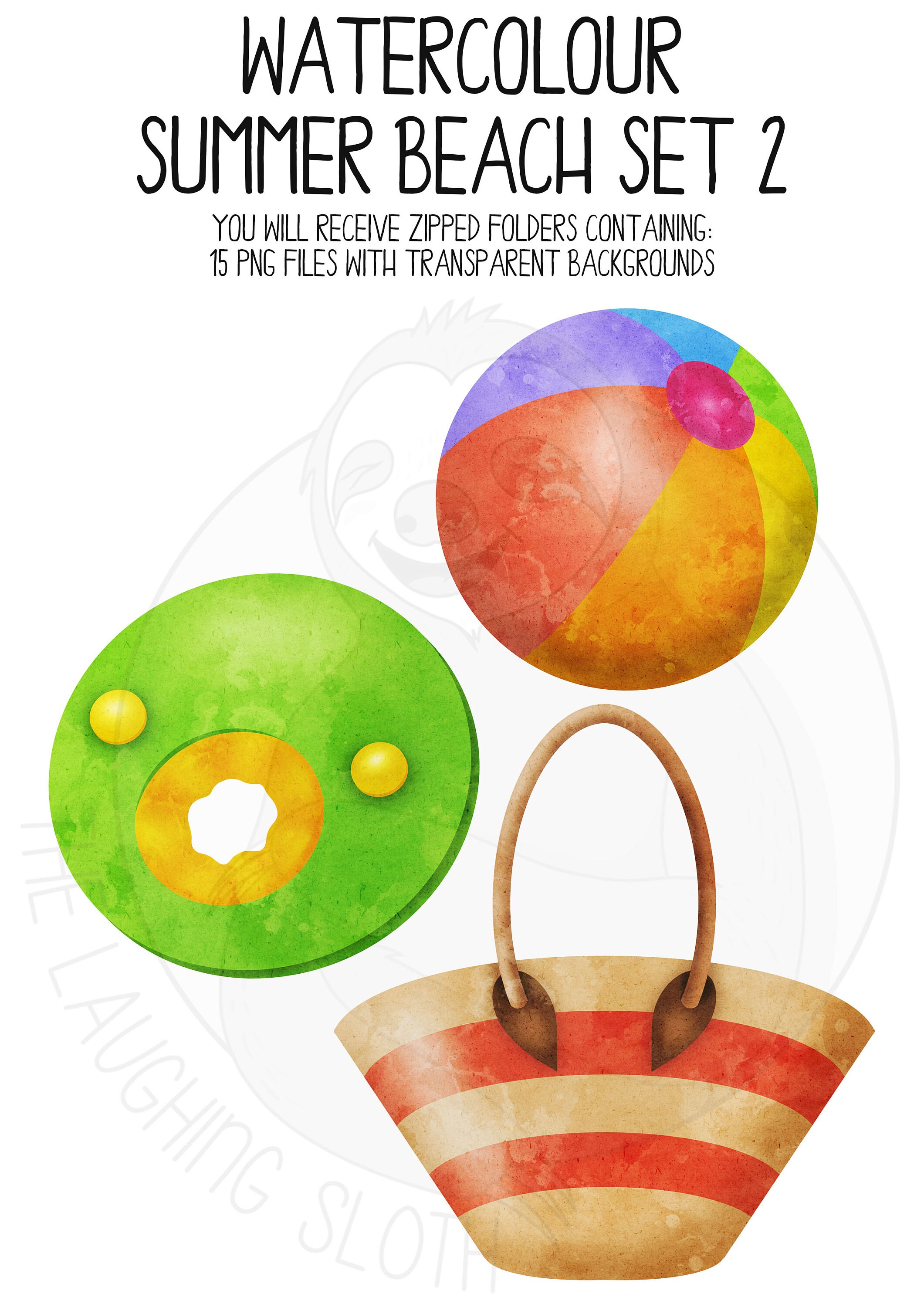 Watercolor Beach Clipart Summer Clipart Watercolour Beach Art Download ...