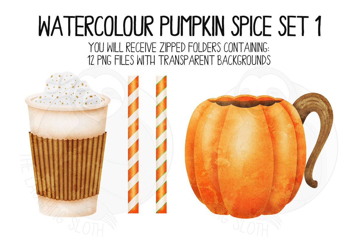 Watercolor Pumpkin Spice Clipart Fall Clipart Commercial - Etsy