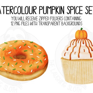 Watercolor Pumpkin Spice Clipart Fall Clipart Commercial Use Clip Art ...