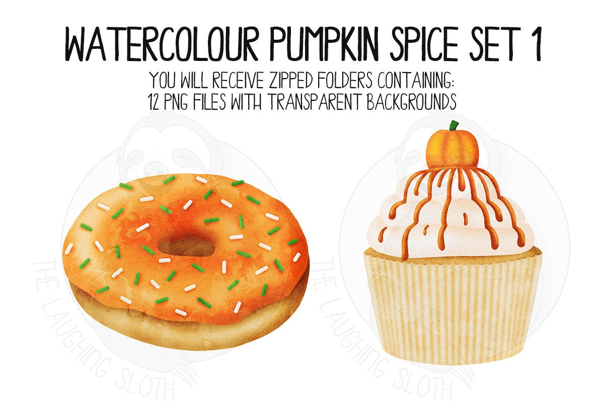 Watercolor Pumpkin Spice Clipart Fall Clipart Commercial - Etsy