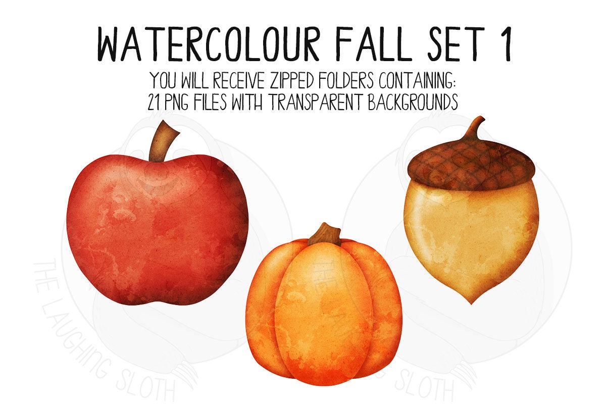 Watercolor Fall Clipart Autumn Clipart Commercial Use Clip | Etsy