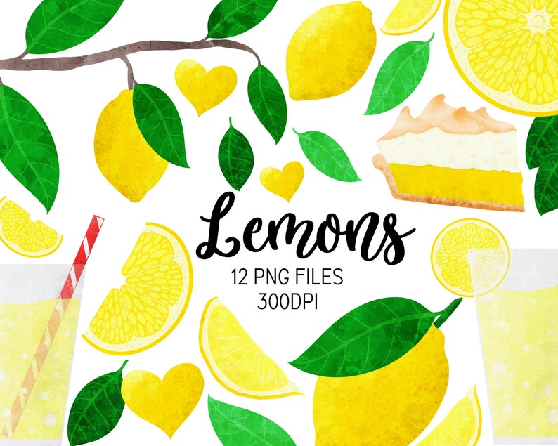 Watercolor Lemon Clip Art Watercolour Lemon Art Download Fruit Clip Art ...