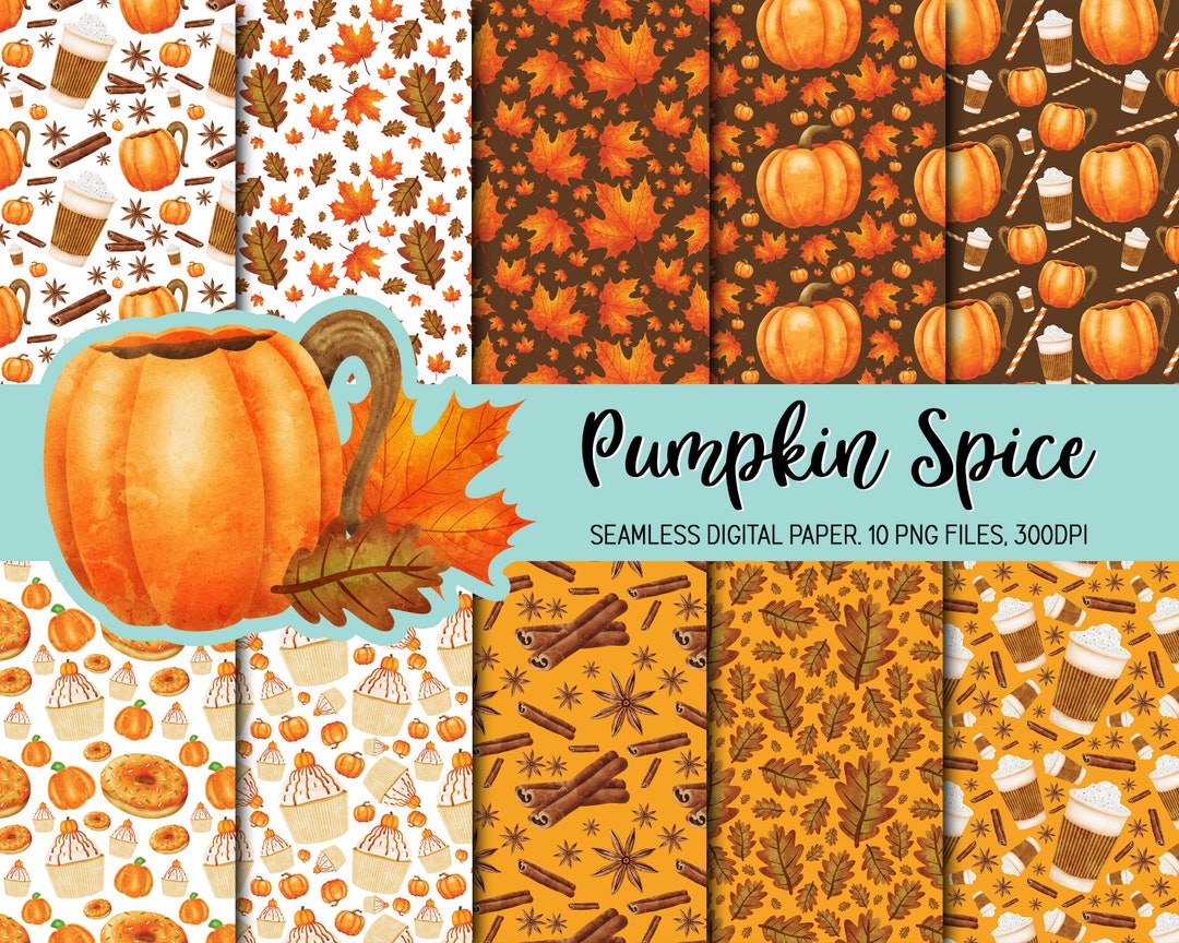 Watercolor Pumpkin Spice Seamless Digital Paper Fall Paper - Etsy
