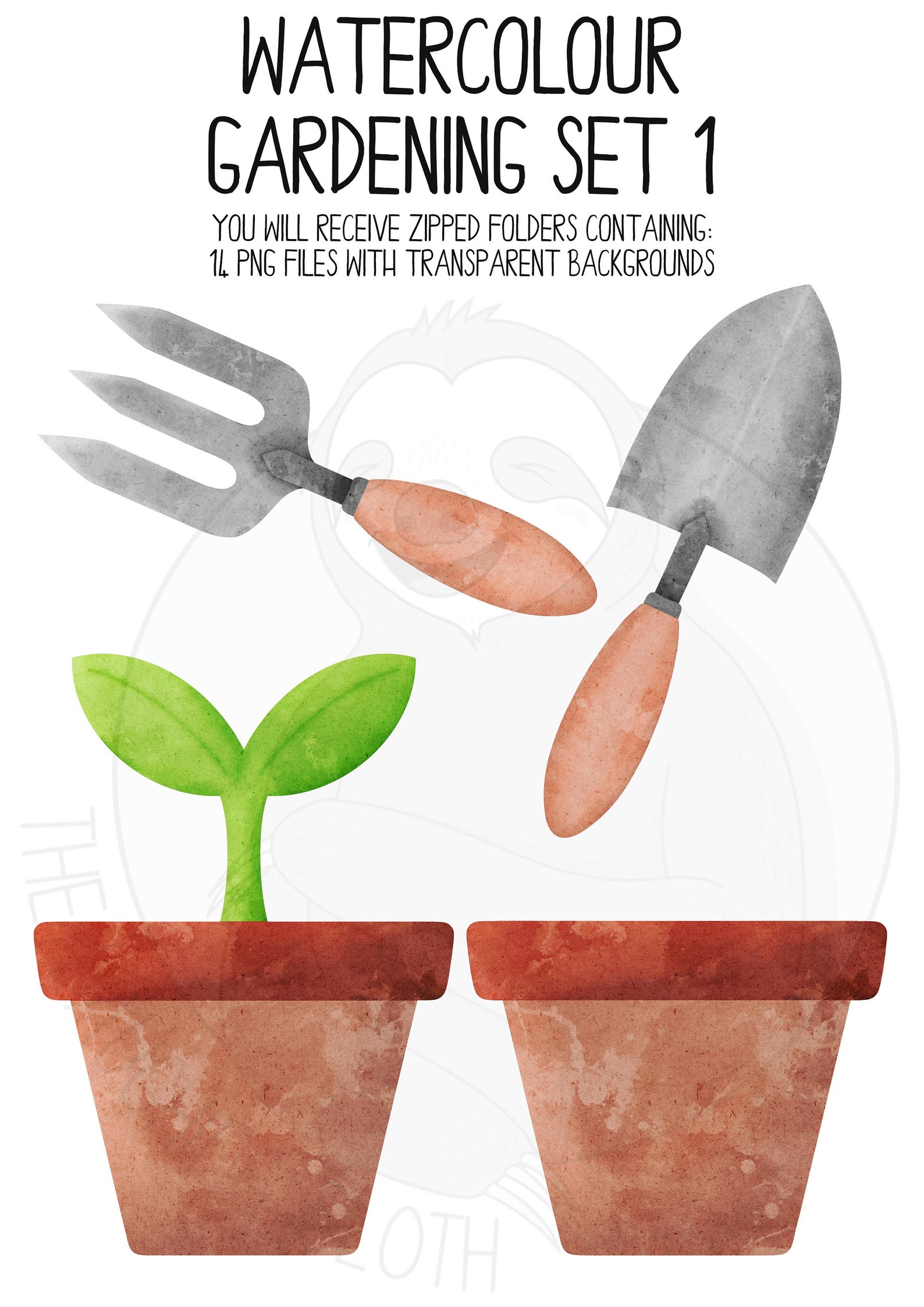 Watercolor Gardening Clipart Watercolour Plant Art Download - Etsy