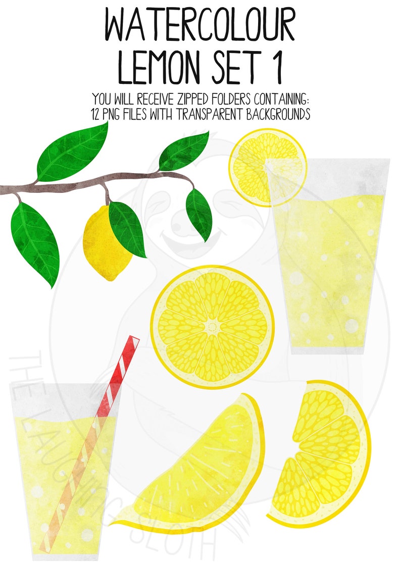 Watercolor Lemon Clip Art Watercolour Lemon Art Download Fruit Clip Art ...