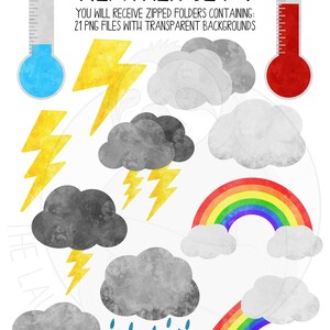 Watercolor Weather Clip Art Watercolour Rainbow Art Download Commercial ...